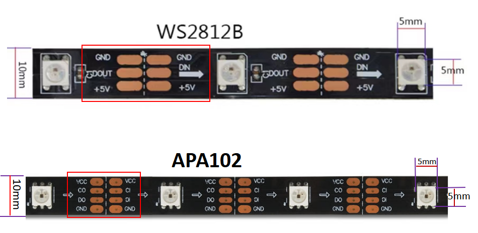 WS2812B vs APA102